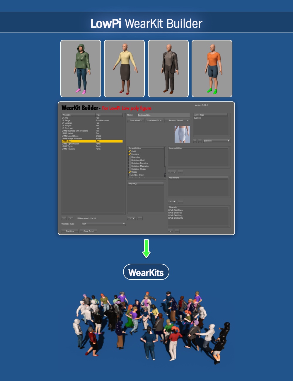 ProScripts For LM LowPi Lowpoly Figure Crowd Generation | Daz 3D