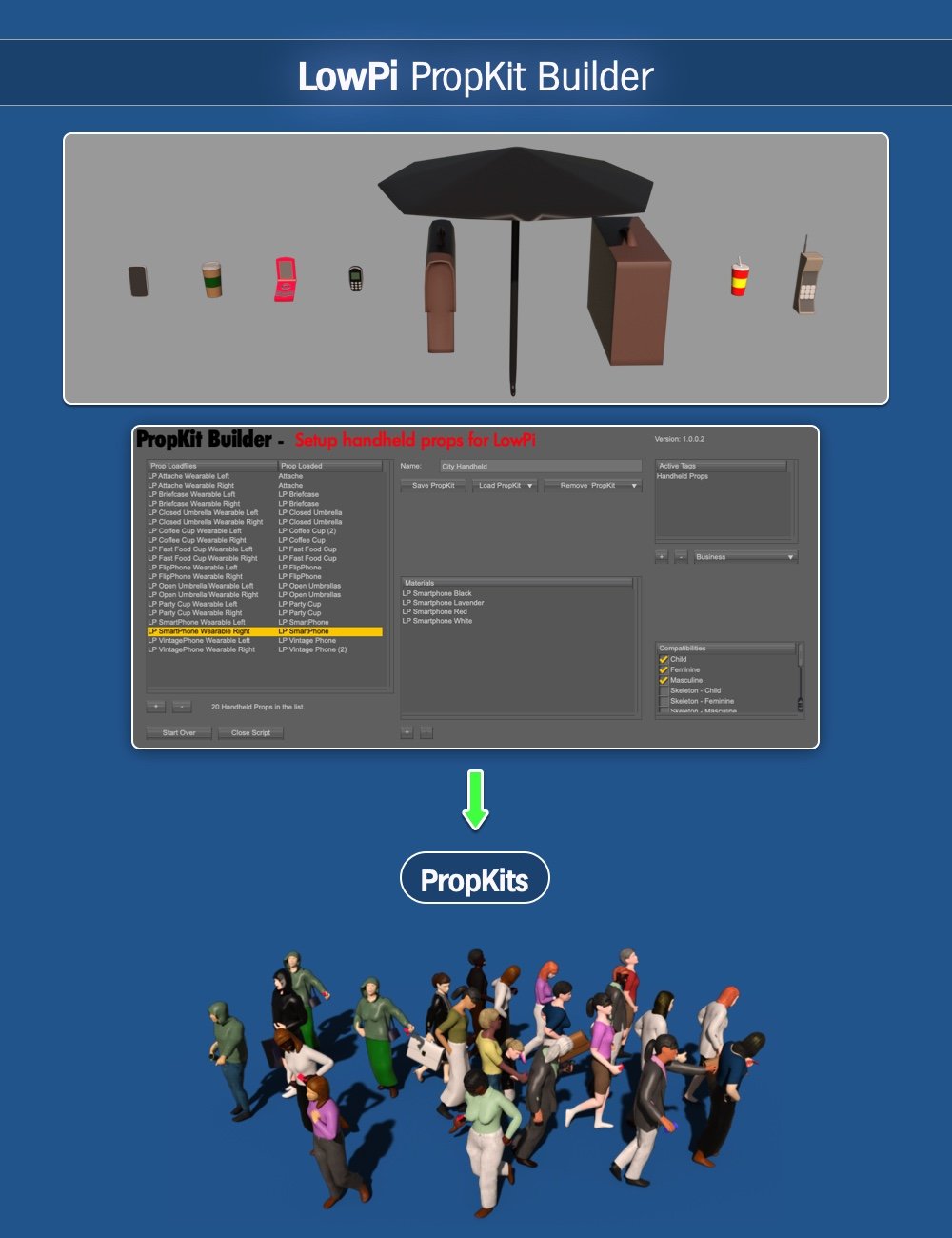 ProScripts For LM LowPi Lowpoly Figure Crowd Generation | Daz 3D