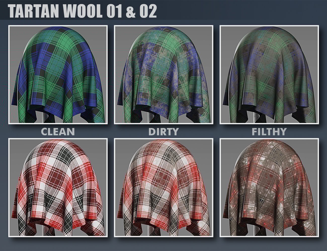 DD PBR Tartan Wool Shaders for Iray | Daz 3D