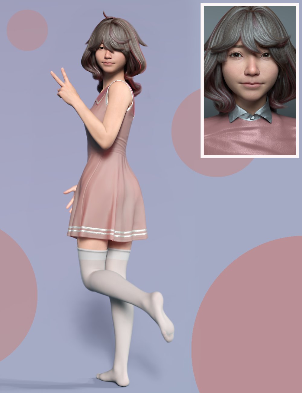 QX Cutie Poses and Expressions for Hanako 9 | Daz 3D