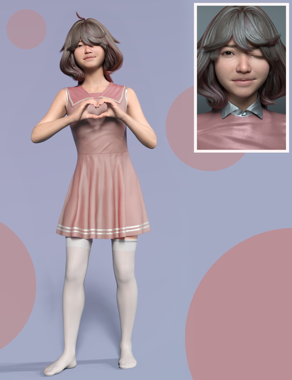 QX Cutie Poses and Expressions for Hanako 9 | Daz 3D