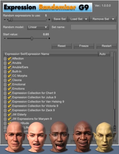Expression Randomizer for Genesis 9 | Daz 3D