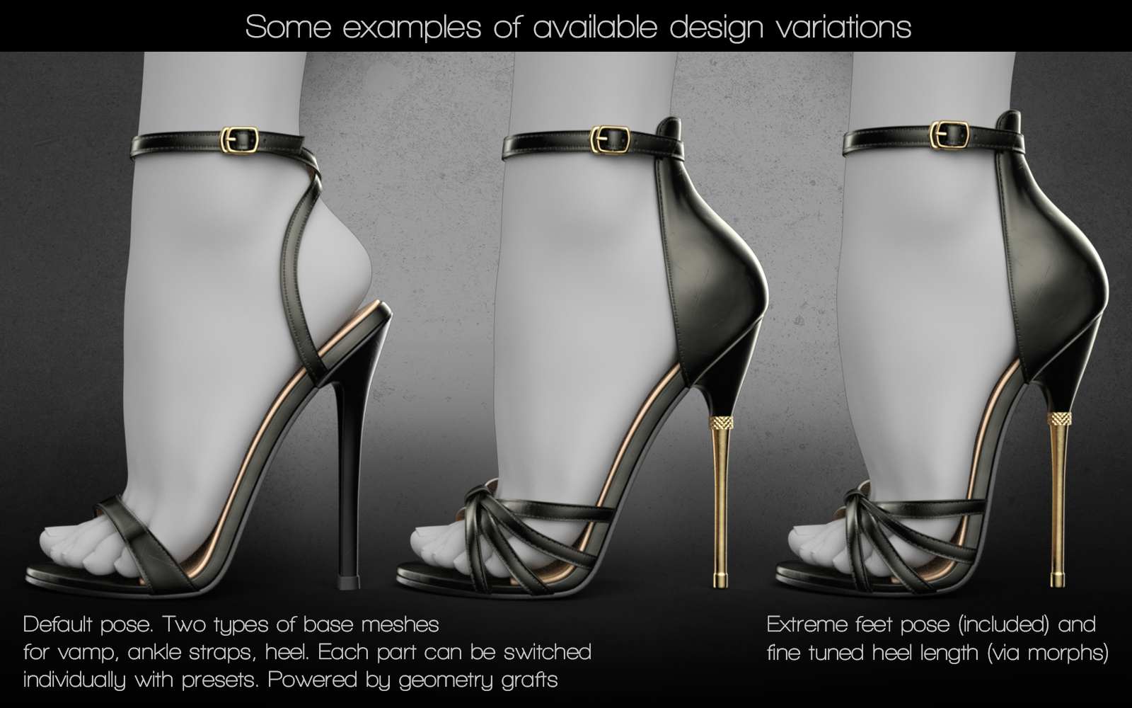 High Arched Stiletto Heel Sandals for G8F&G9F | Daz 3D