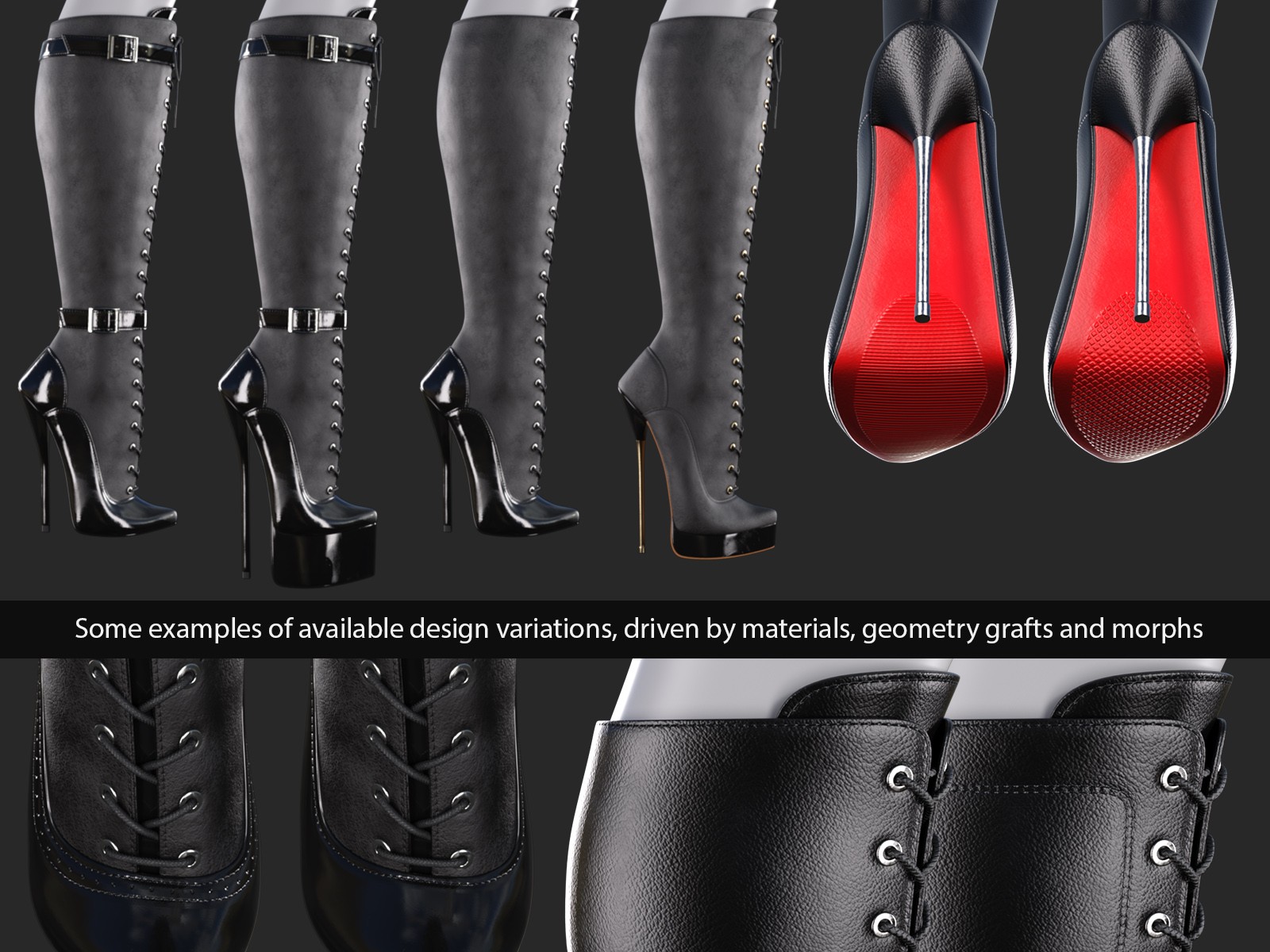Lace-up Stiletto Ballet Boots | Daz 3D