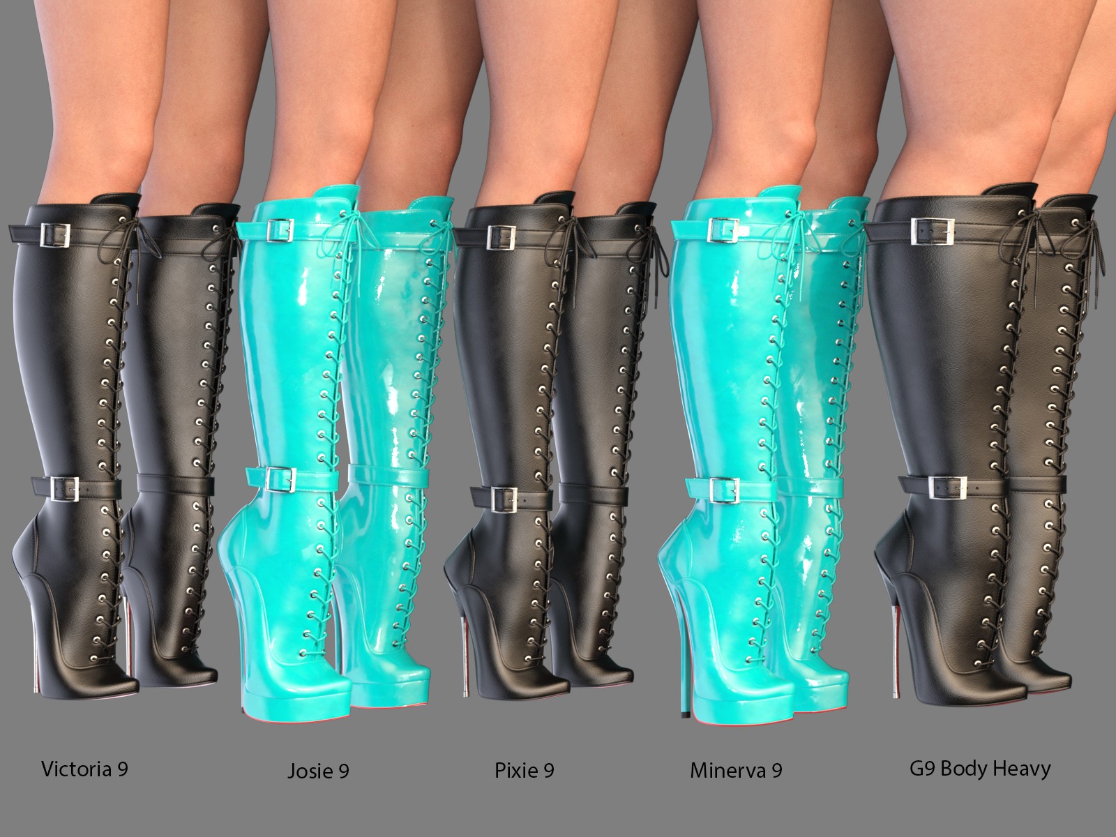 Lace-up Stiletto Ballet Boots | Daz 3D