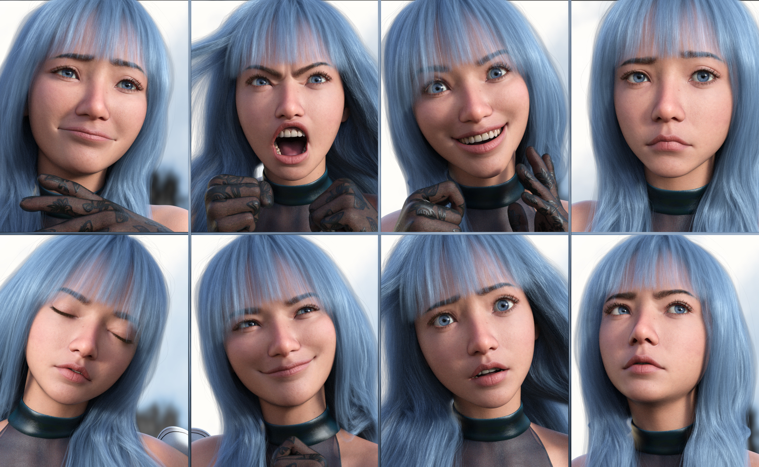 JW Cosplay Expressions for Hanako 9 | Daz 3D