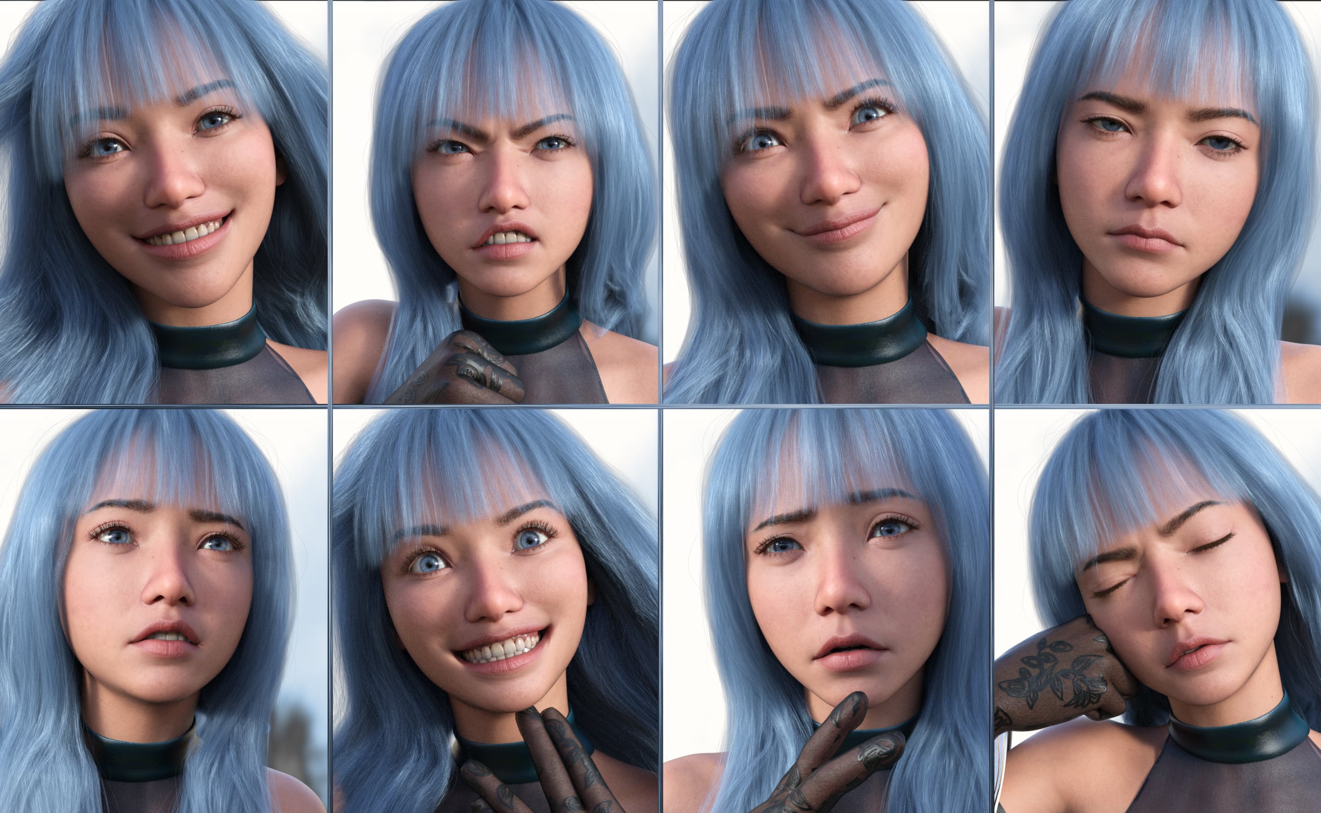 JW Cosplay Expressions for Hanako 9 | Daz 3D