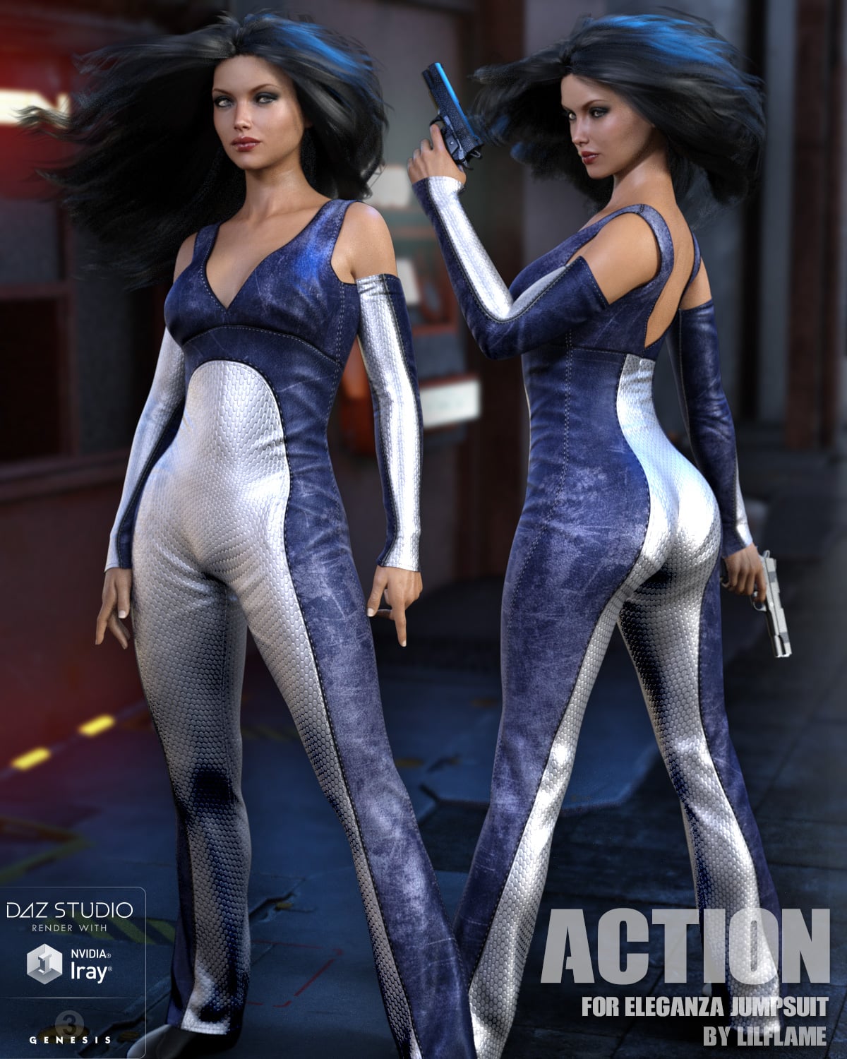 Action for Eleganza Jumpsuit | Daz 3D