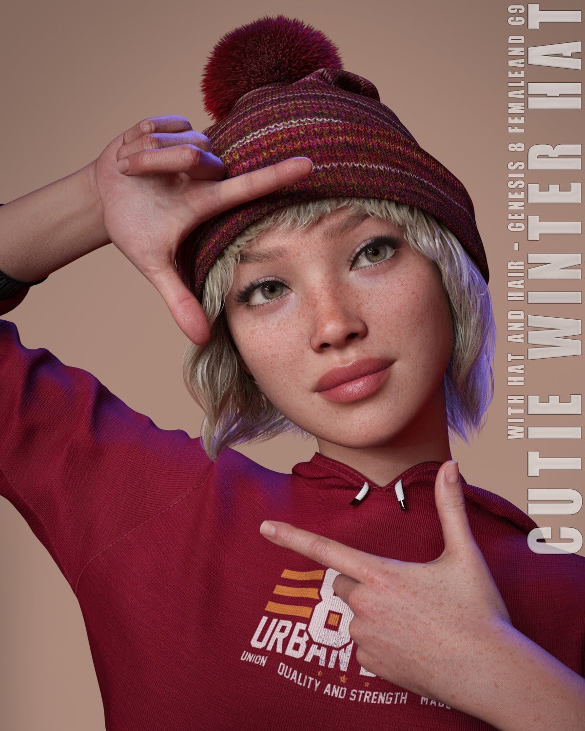 Cutie Winter Hat Genesis 8-8.1F and G9 | Daz 3D