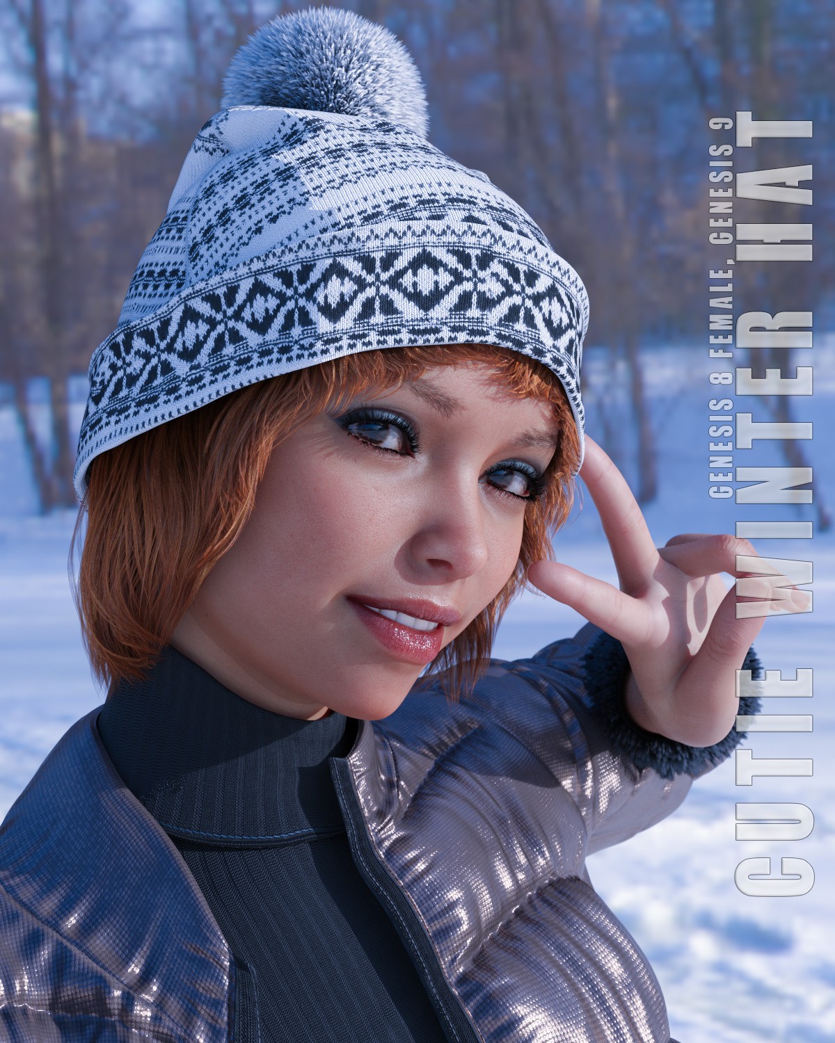Cutie Winter Hat Genesis 8-8.1F and G9 | Daz 3D