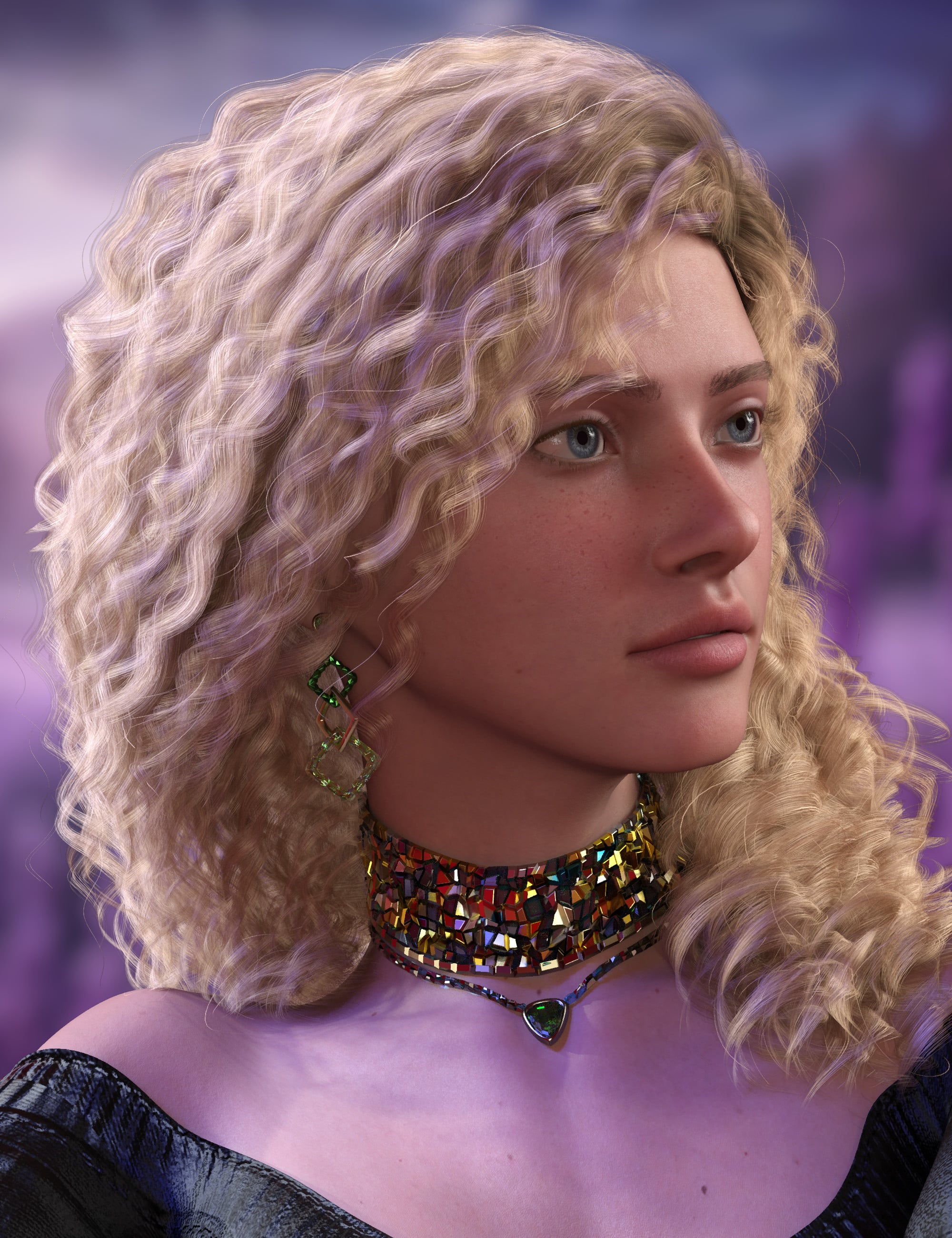 Sigma Hair and Tetragon Accessories for Genesis 9, 8 and 8.1 Female ...
