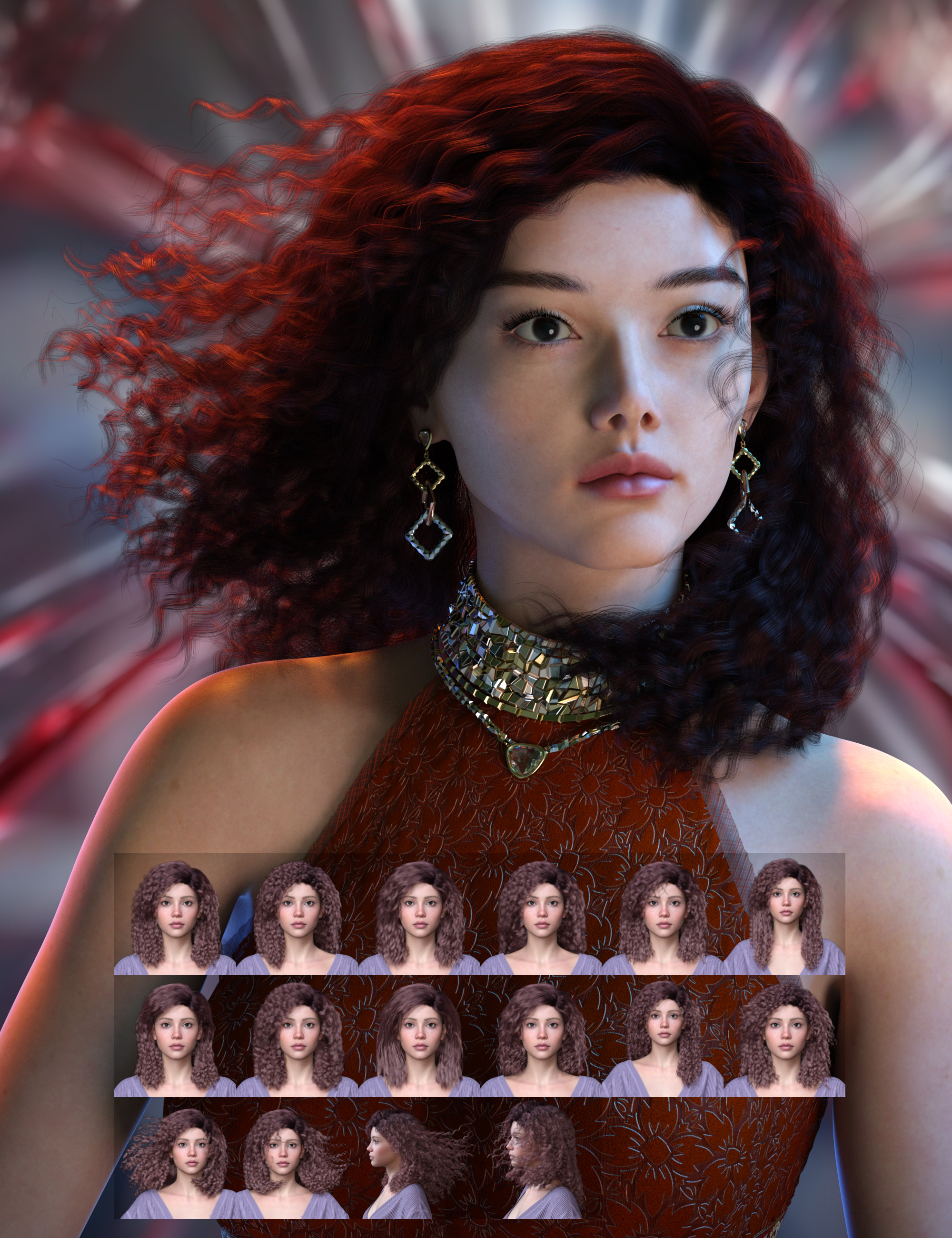 Sigma Hair and Tetragon Accessories for Genesis 9, 8 and 8.1 Female ...