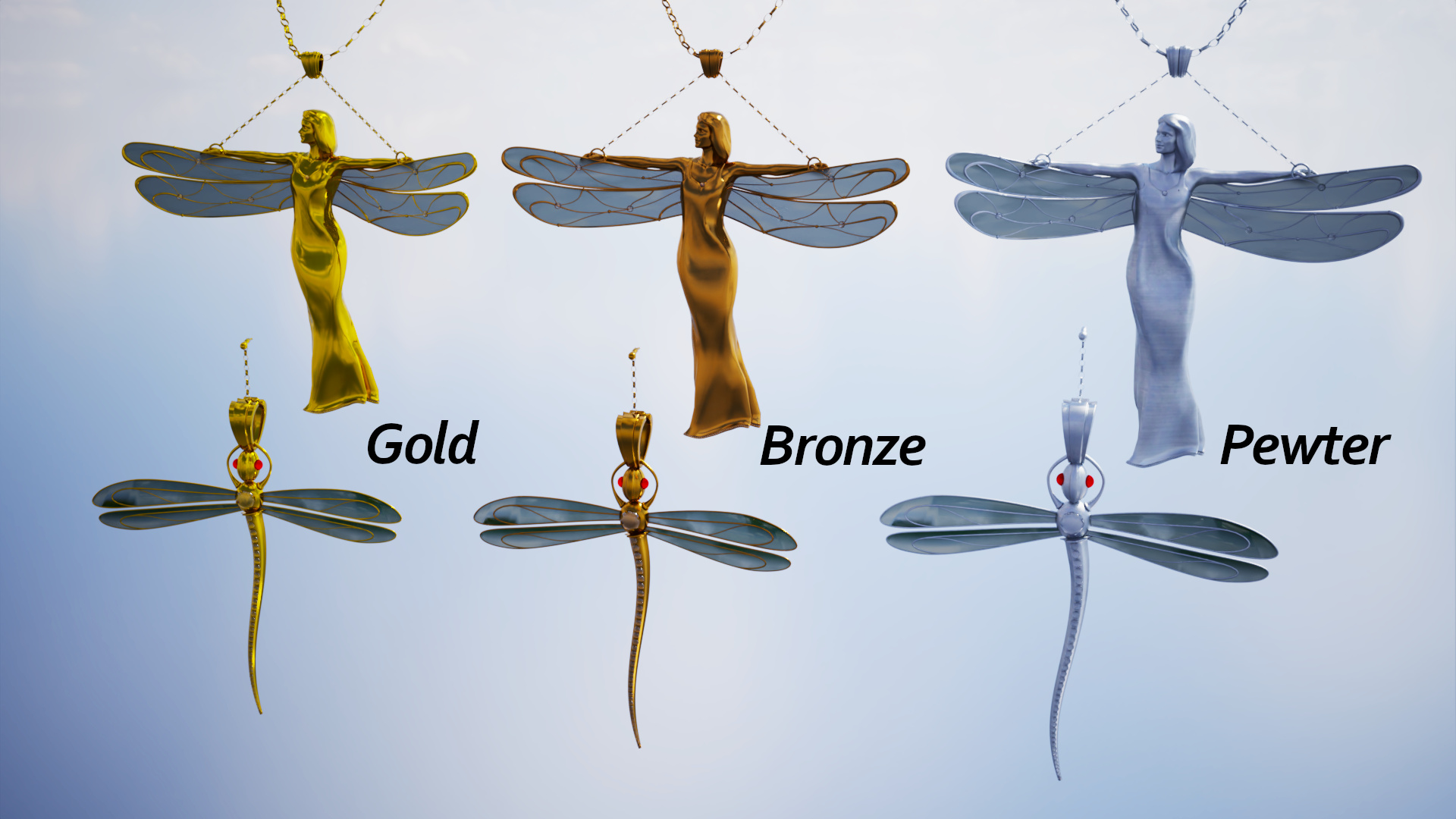 Lady Dragonfly Pendant and Earrings for Genesis 9 and 8 Females | Daz 3D