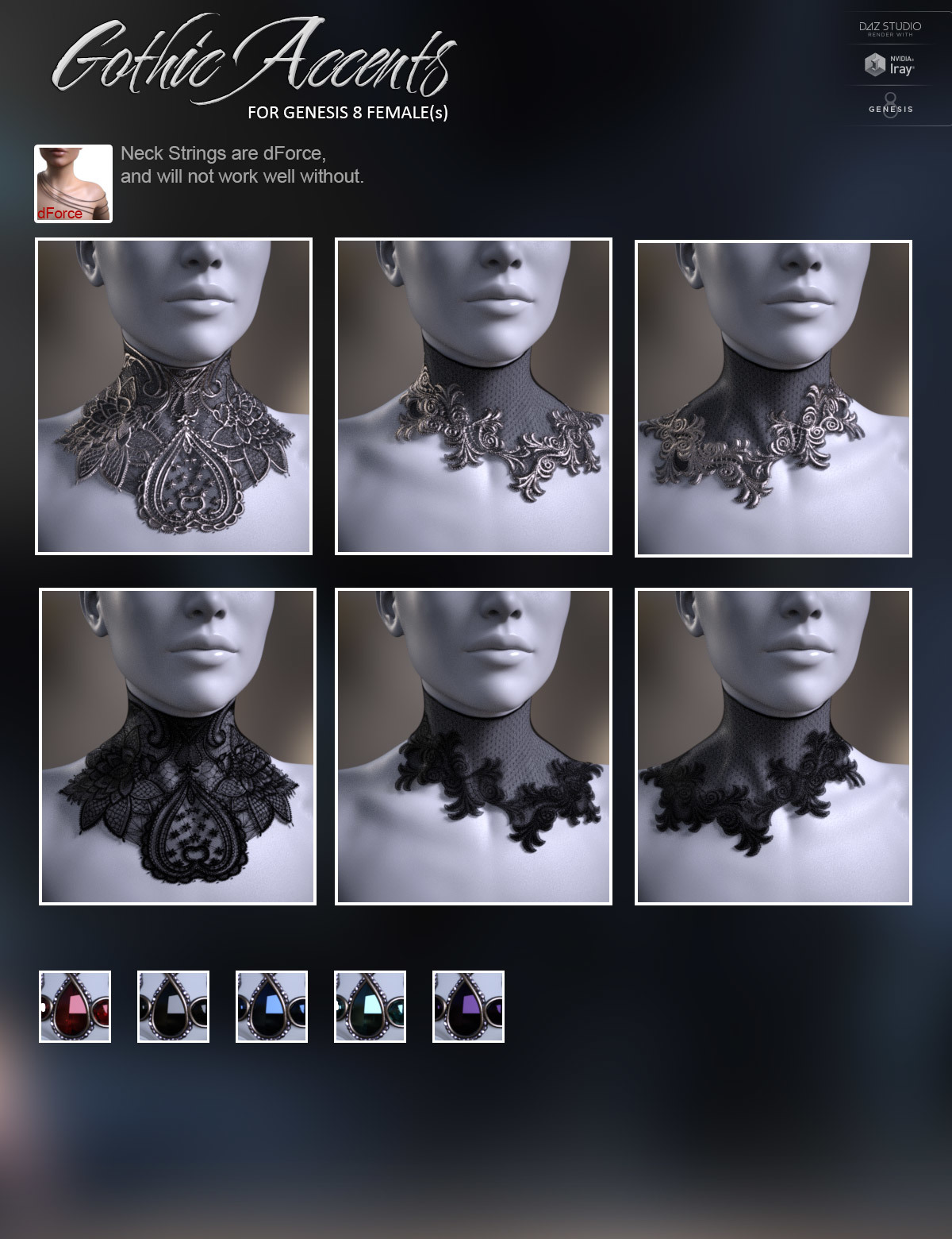 Gothic Accents for Genesis 8 Females | Daz 3D