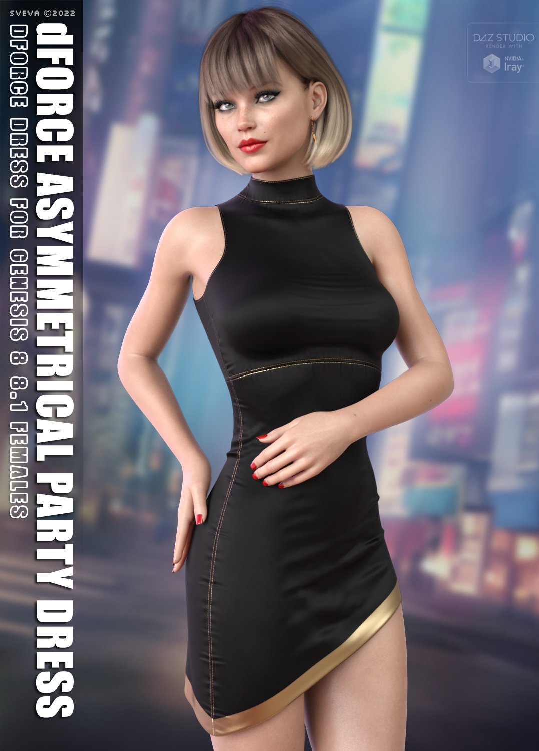 dForce Asymmetrical Party Dress G8G8.1F | Daz 3D