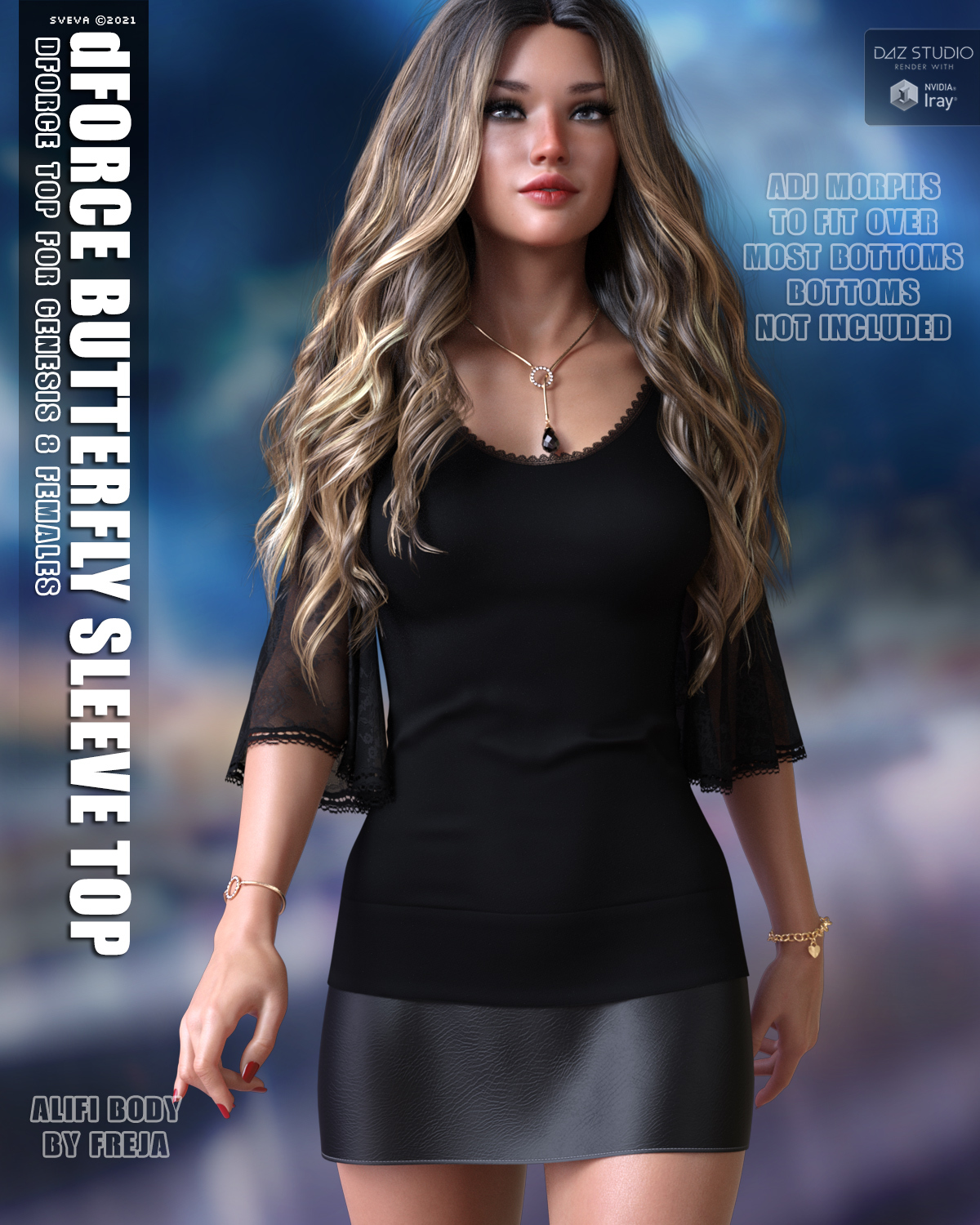 dForce Butterfly Sleeve Top G8F | Daz 3D