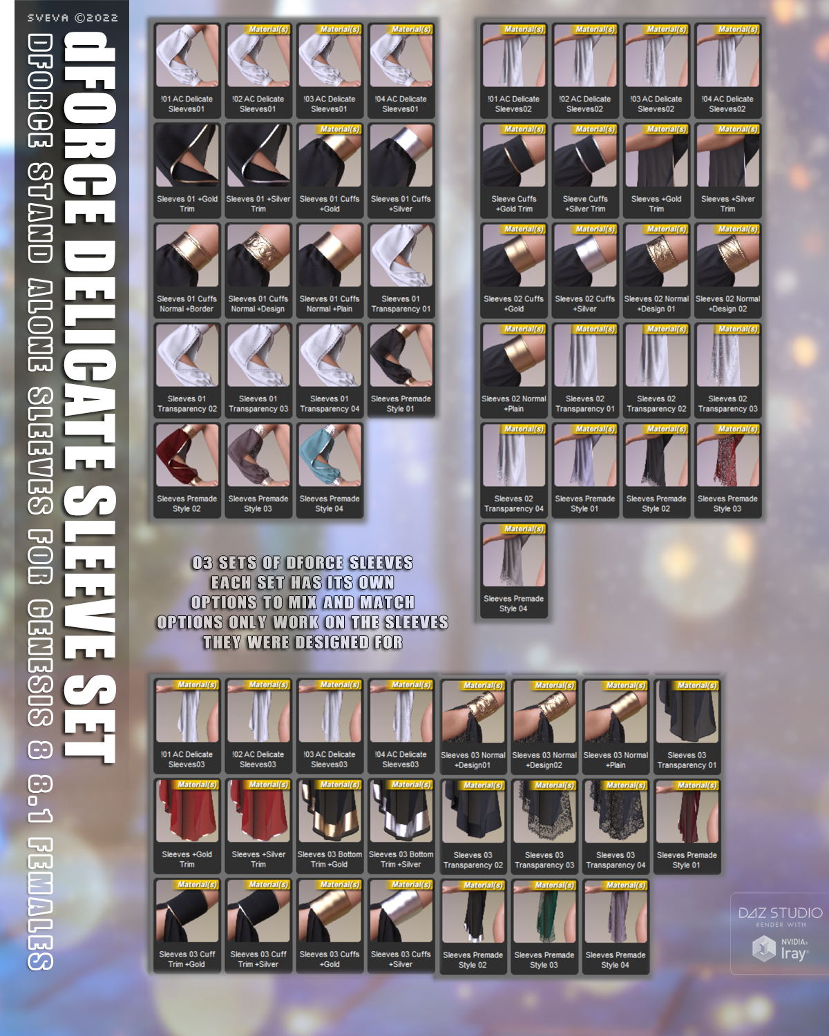 dForce Delicate Sleeves G8G8.1F | Daz 3D