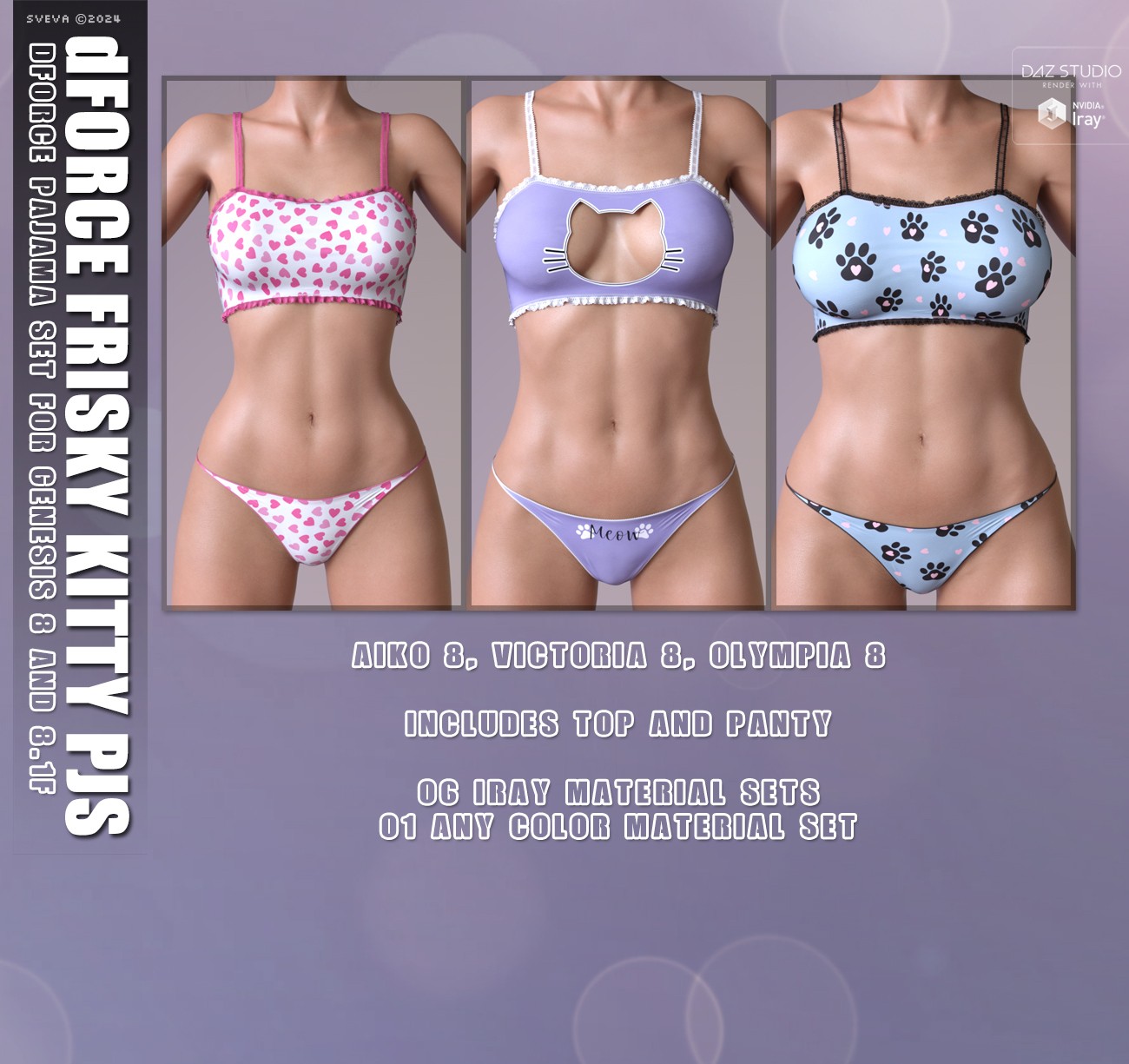 dForce Frisky Kitty PJs G8G8.1F | Daz 3D