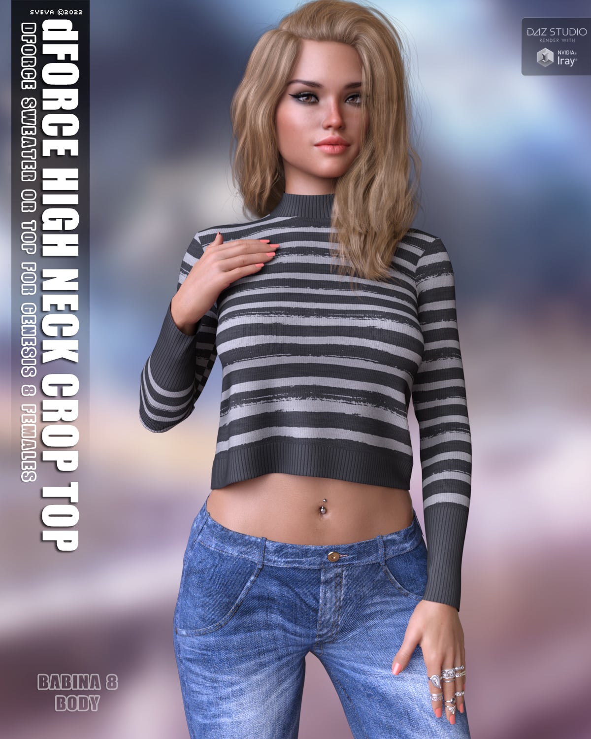 dForce High Neck Crop Top G8F | Daz 3D