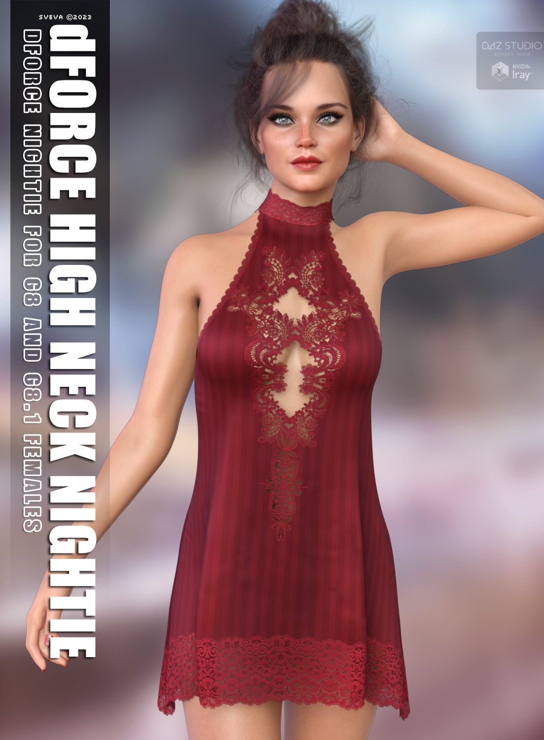 dForce High Neck Nightie G8G8.1F | Daz 3D