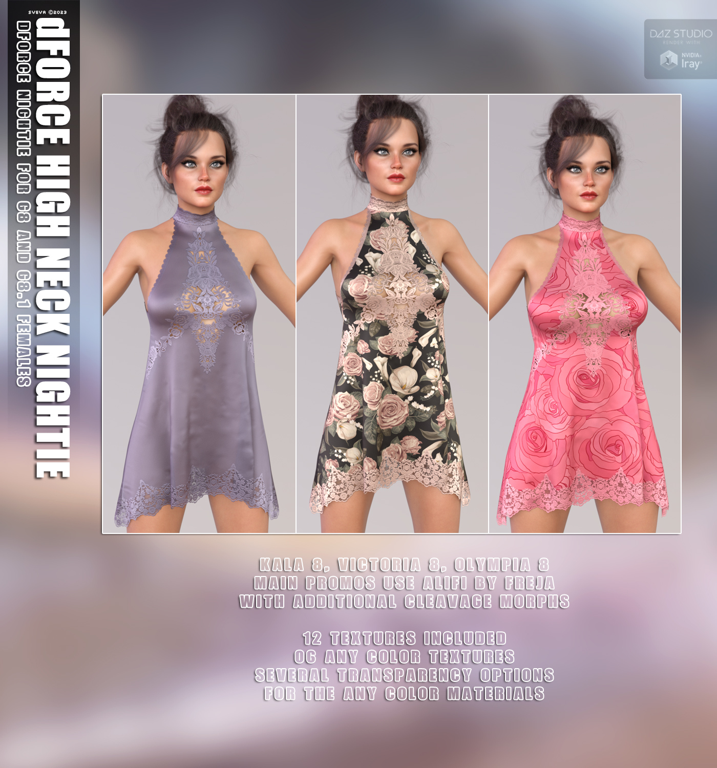 dForce High Neck Nightie G8G8.1F | Daz 3D