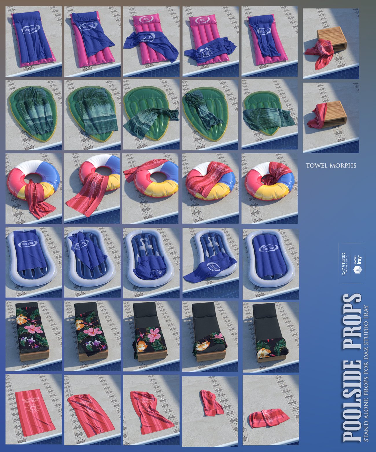Poolside Props Daz Studio | Daz 3D