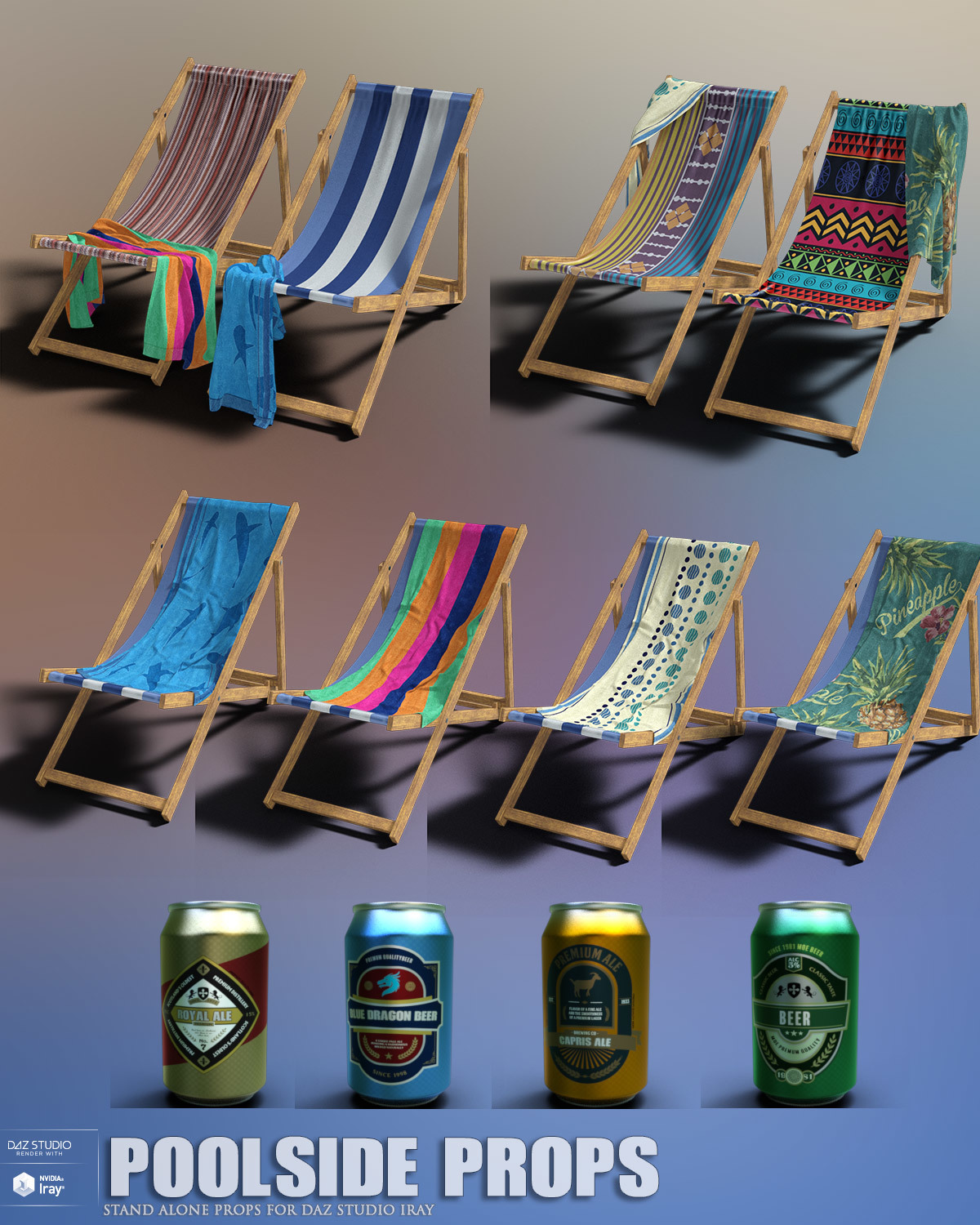 Poolside Props II DAZ Studio | Daz 3D
