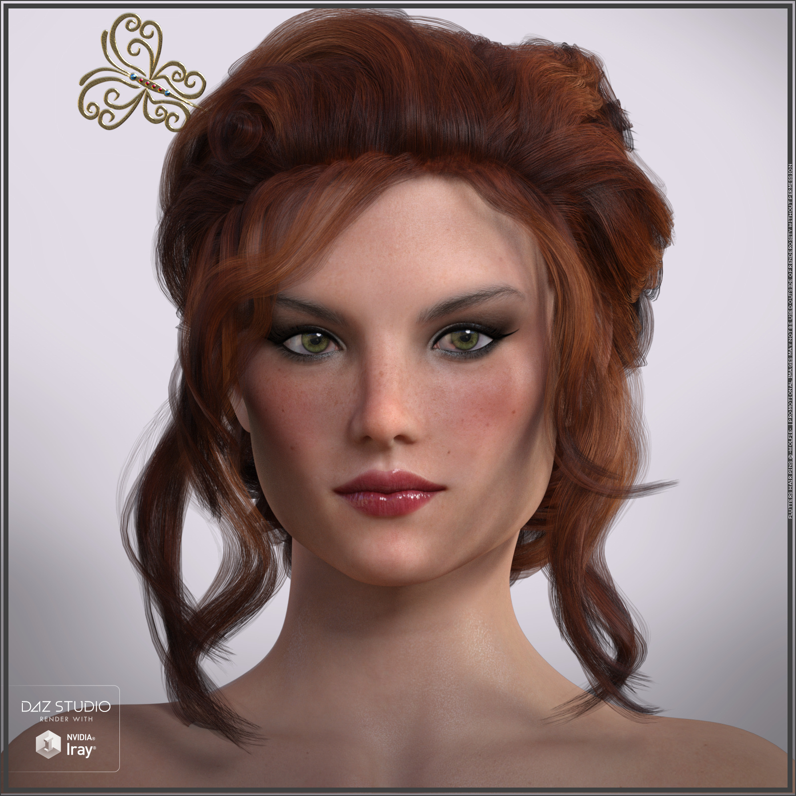 Flutters Hair Pins for G3F G8F | Daz 3D