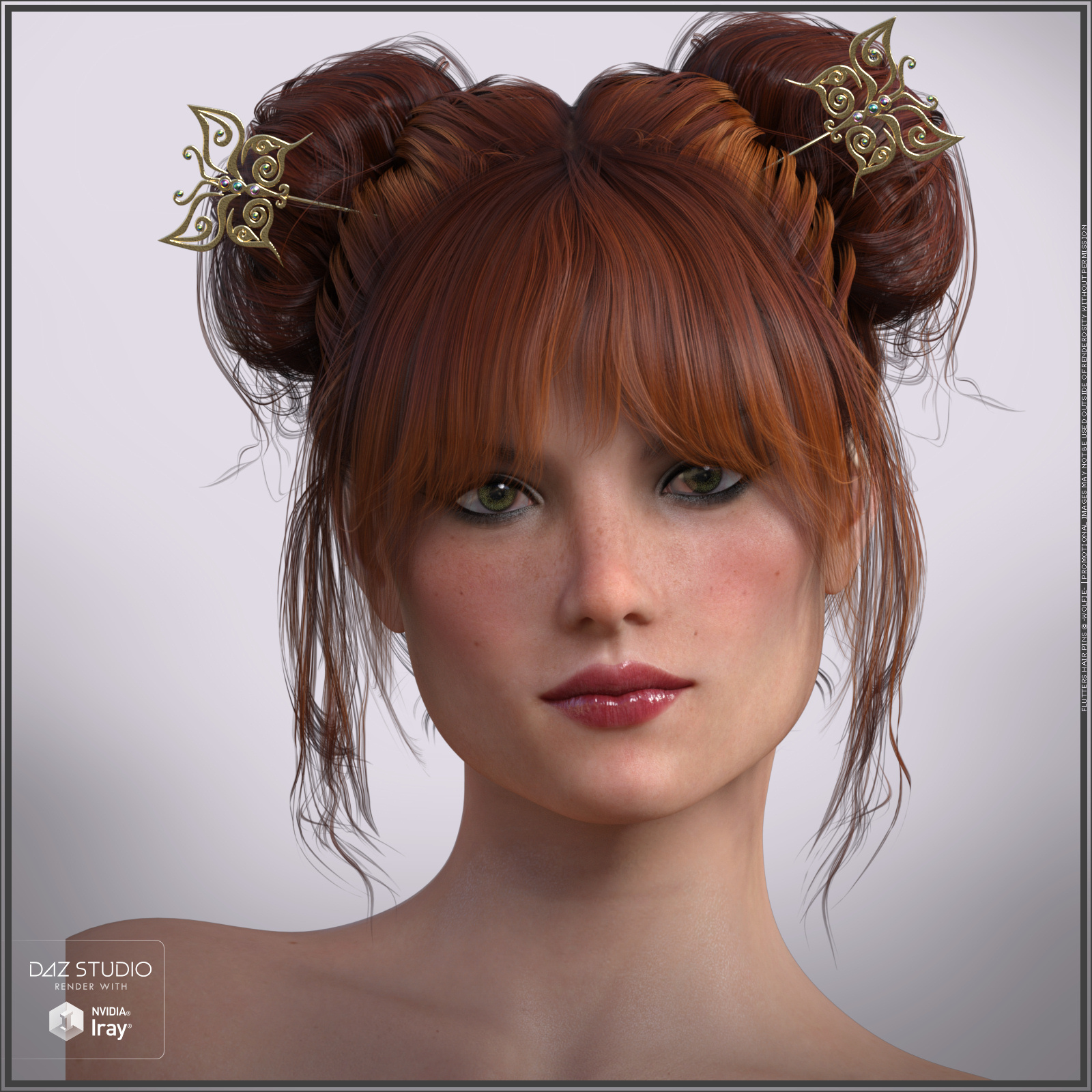 Flutters Hair Pins for G3F G8F | Daz 3D