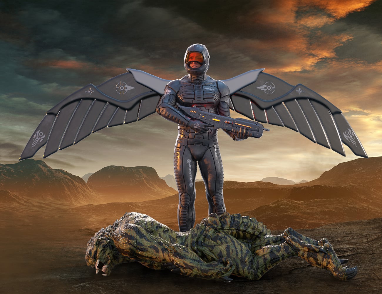 Mech Wings for Genesis 9 | Daz 3D