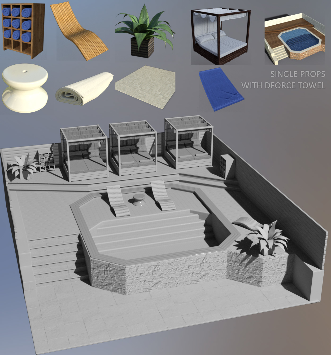 Resort Pool Daz Studio | Daz 3D