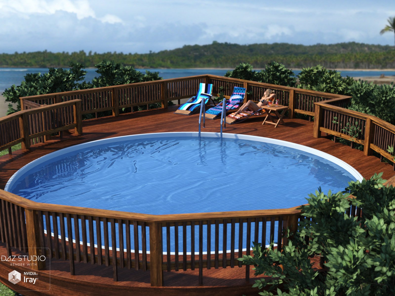 Round Pool Deck | Daz 3D