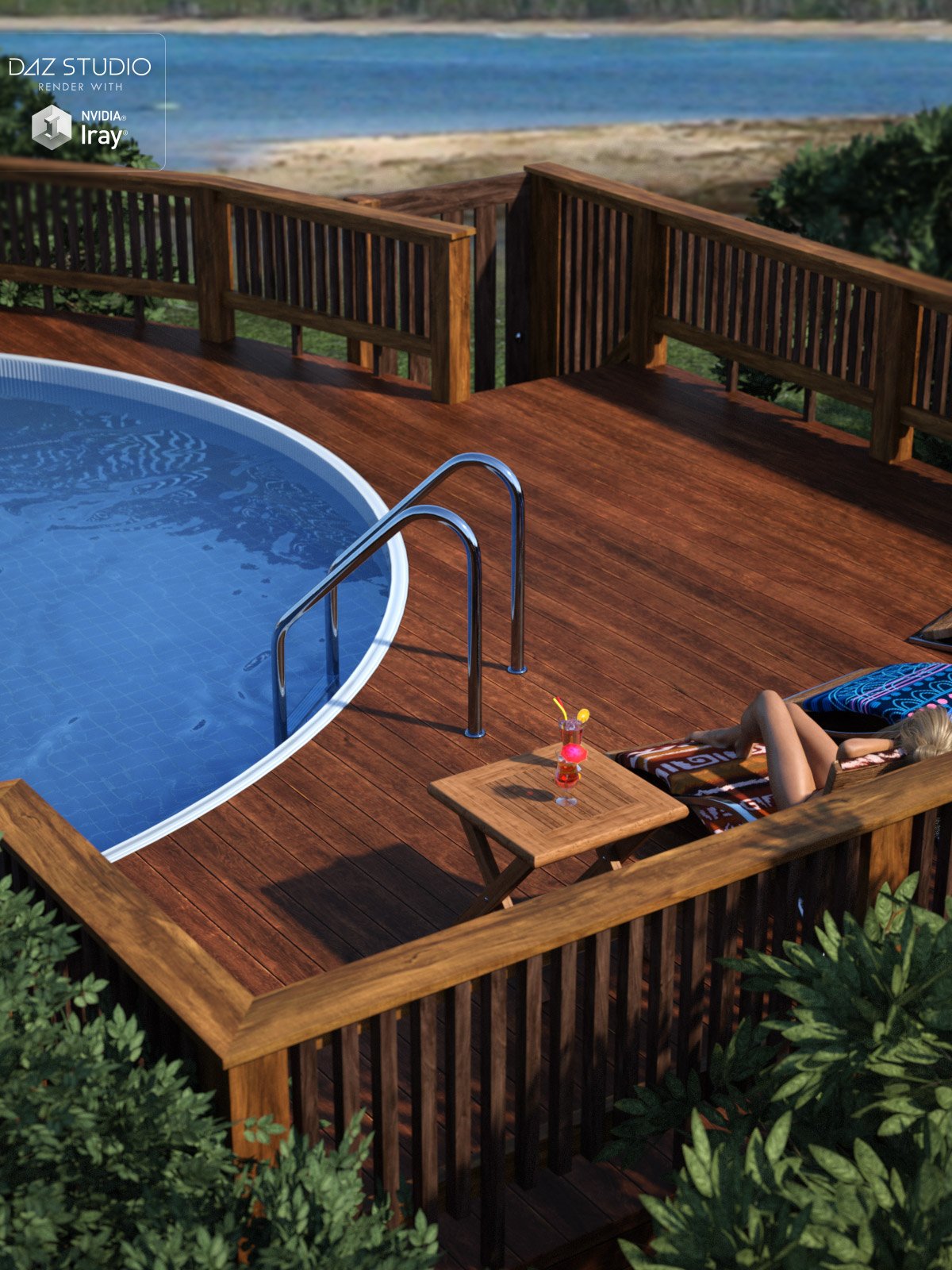 Round Pool Deck | Daz 3D