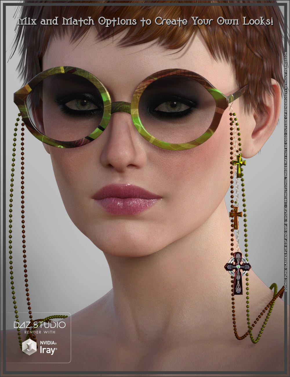 Gothic Punk Glasses G3F G8F Daz | Daz 3D