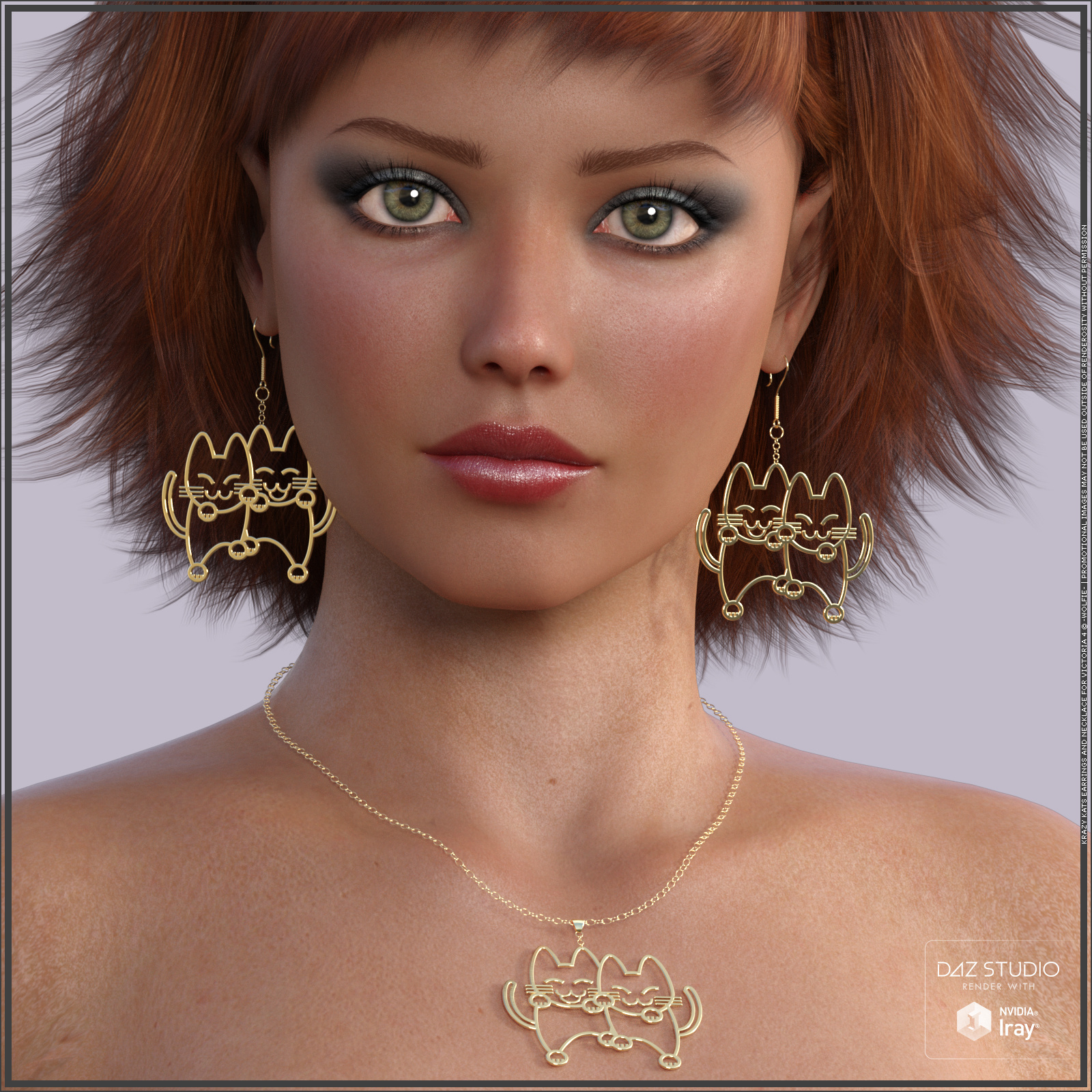 Krazy Kats Earrings & Necklace V4 | Daz 3D
