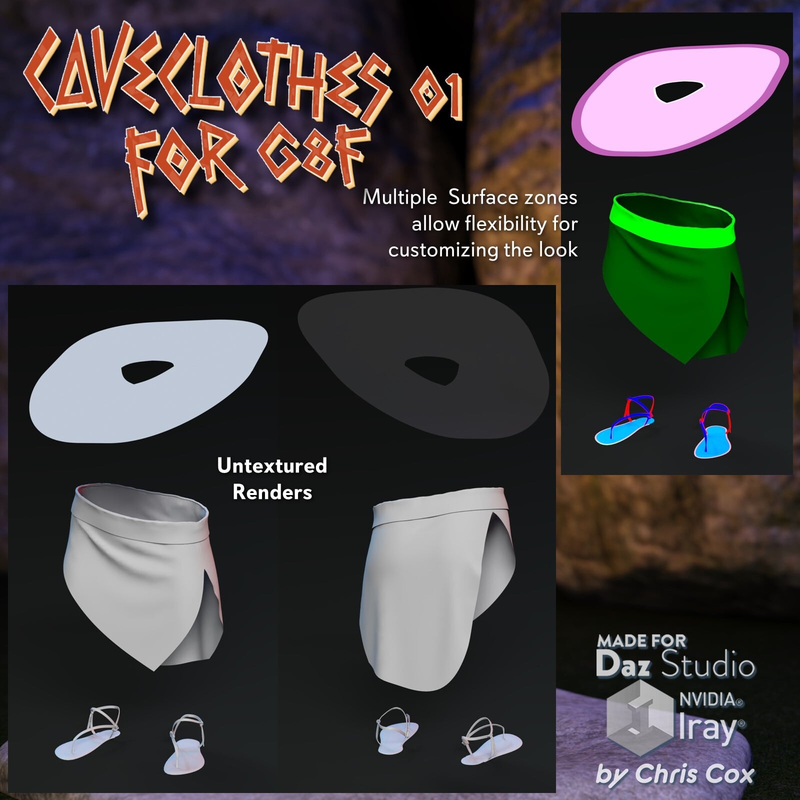 Cave Clothes 01 Outfit dForce G8F | Daz 3D
