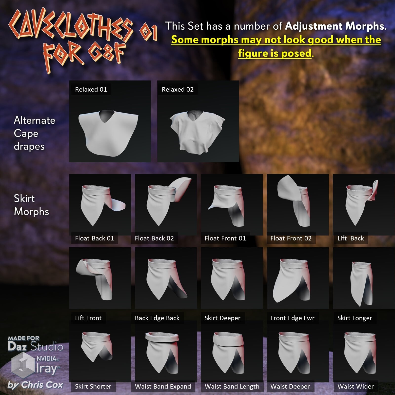 Cave Clothes 01 Outfit dForce G8F | Daz 3D