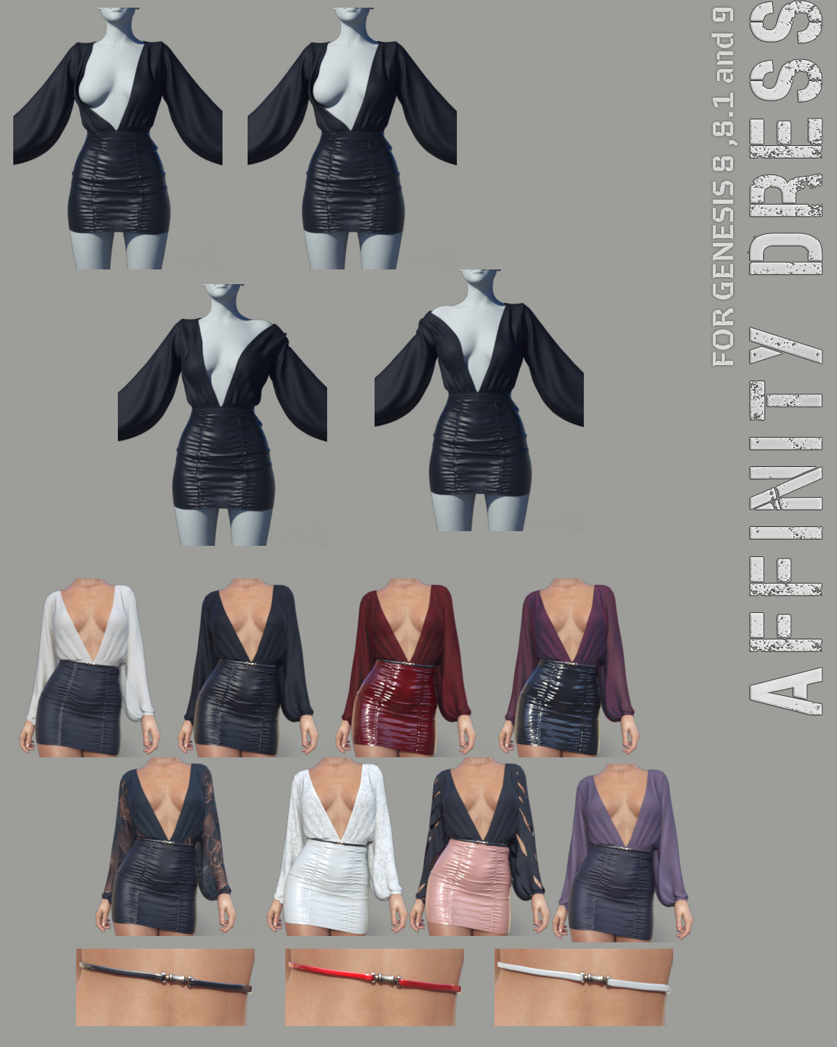 dForce Affinity Dress for G8-8.1F and G9 | Daz 3D