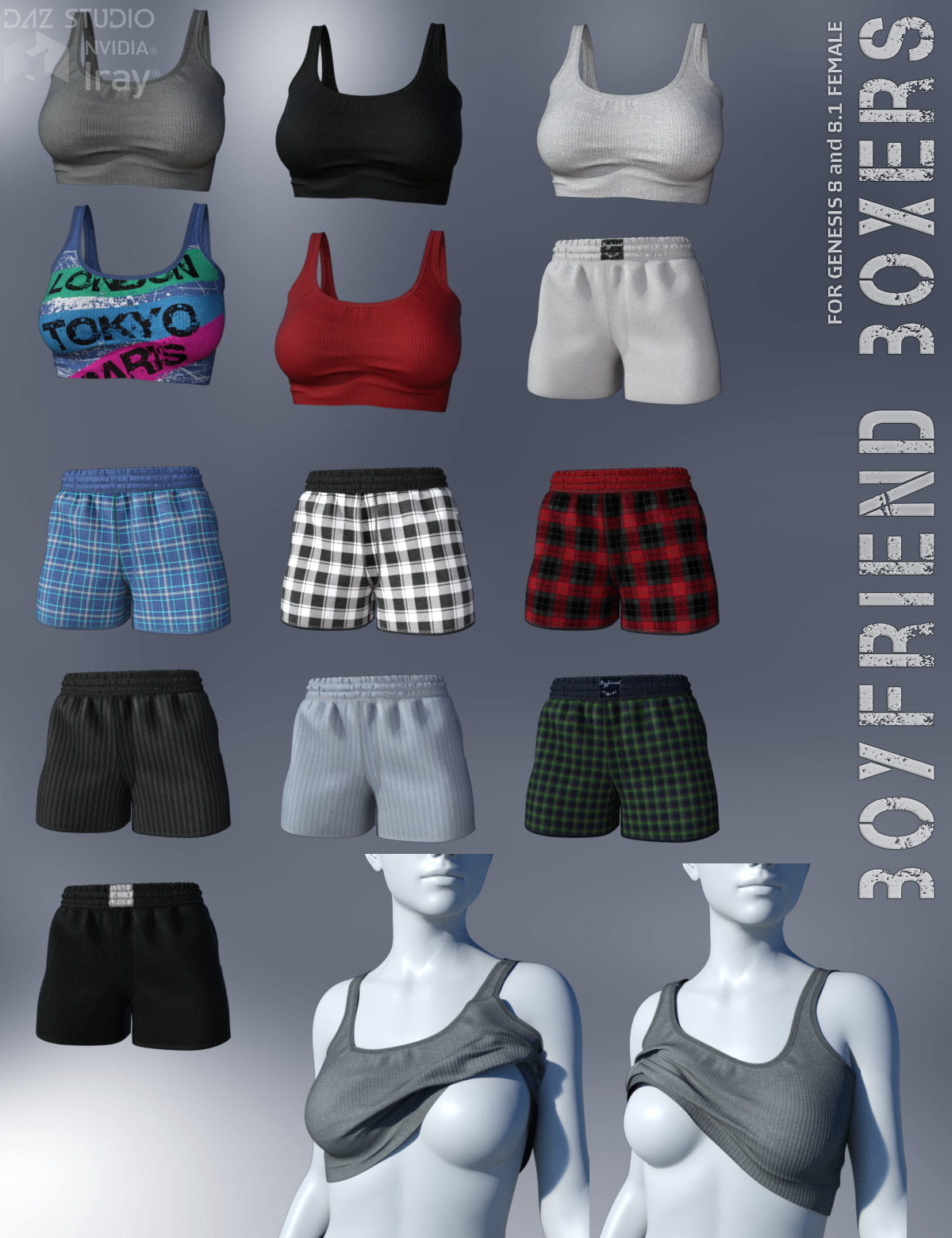 dForce Boyfriend Boxers for Genesis 8 and 8.1 Female | Daz 3D
