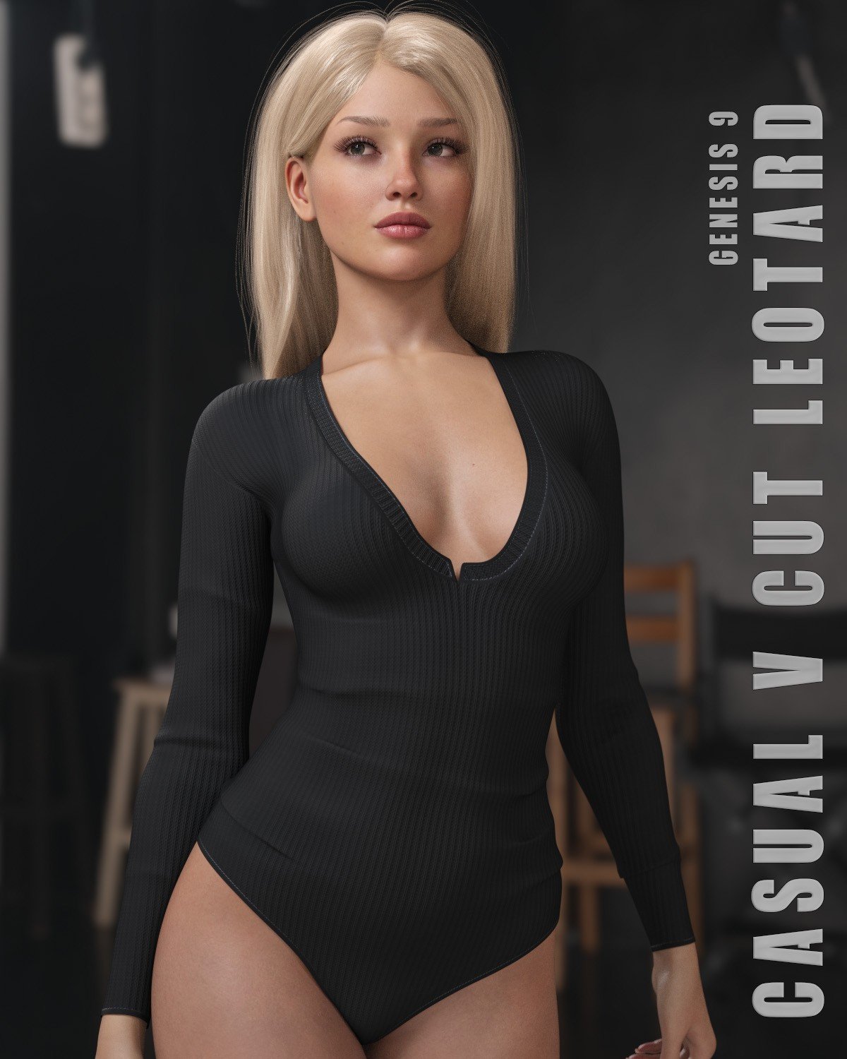 Casual V Cut Leotard Genesis 9 | Daz 3D