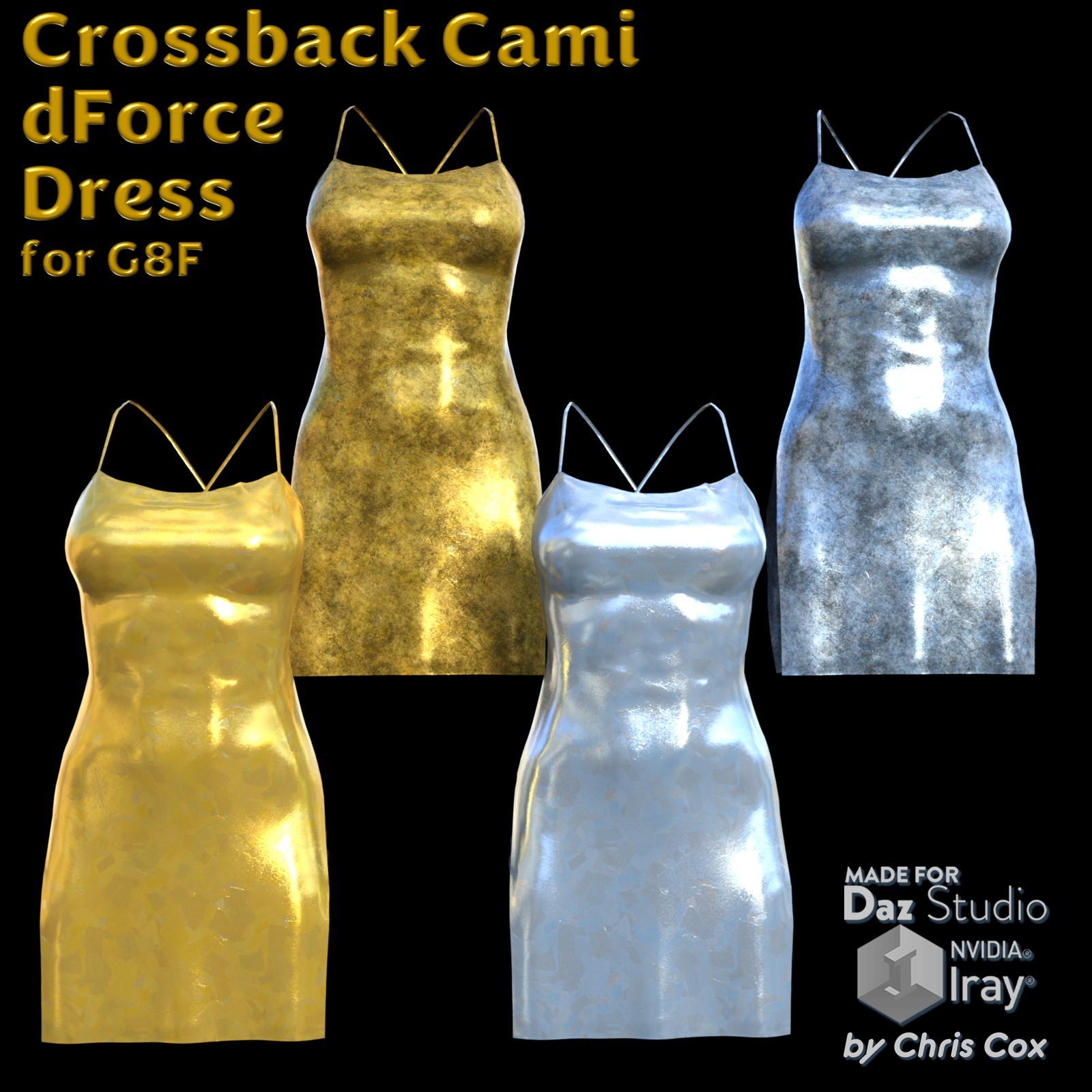 Crossback Cami dForce Dress for G8F | Daz 3D