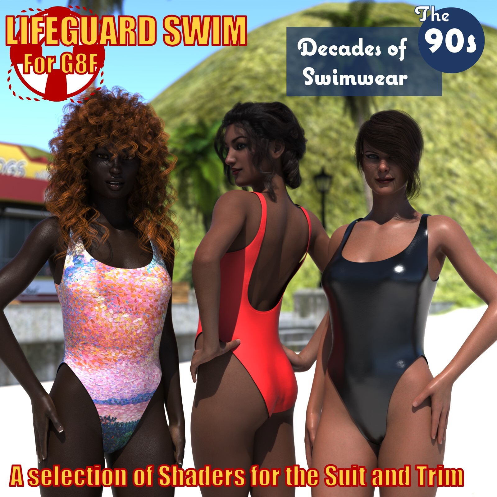 Lifeguard Swimsuit G8F - Decades of Swimwear, The 90s | Daz 3D