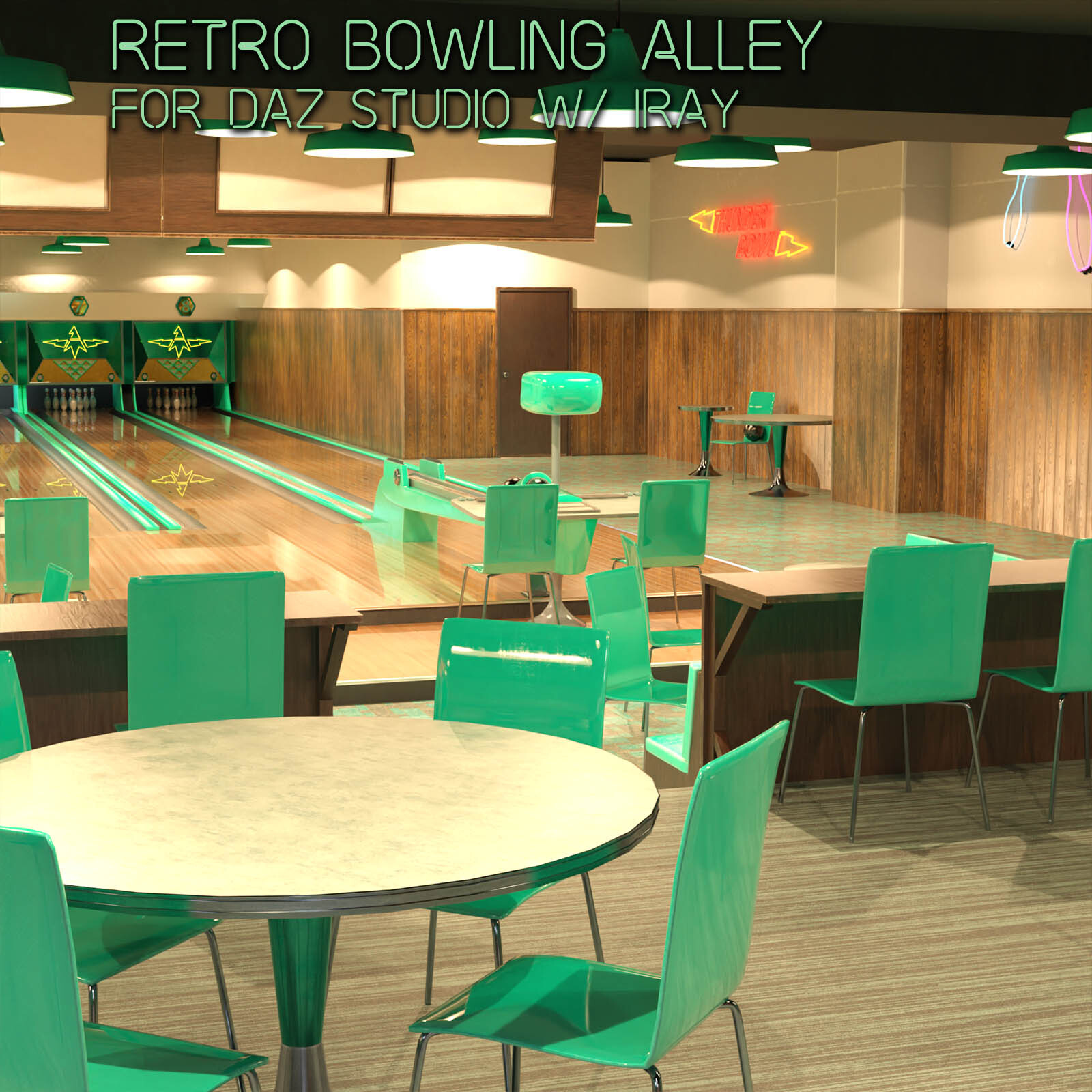 Retro Bowling Alley | Daz 3D