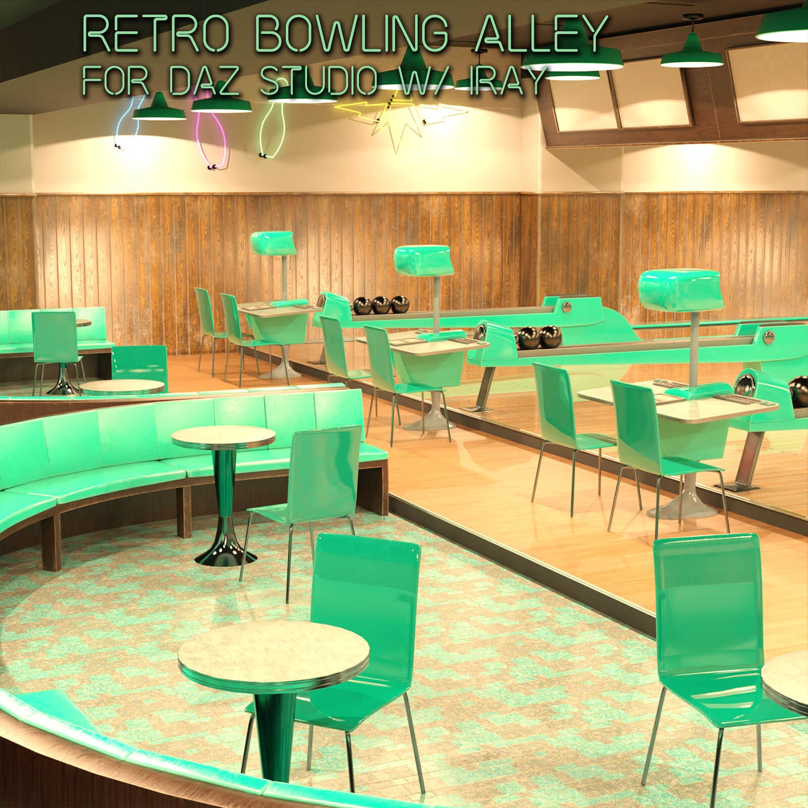 Retro Bowling Alley | Daz 3D