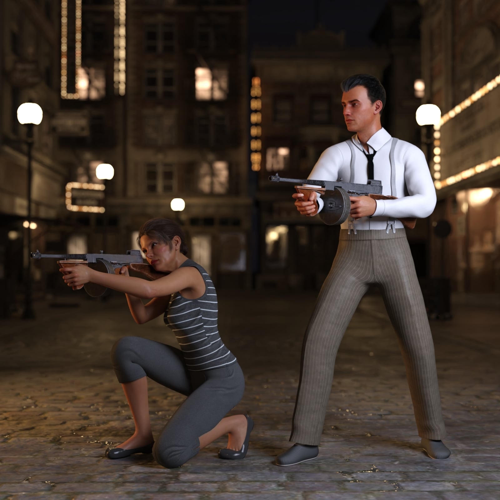 Tommy Gun and Violin Case - Props and Poses | Daz 3D