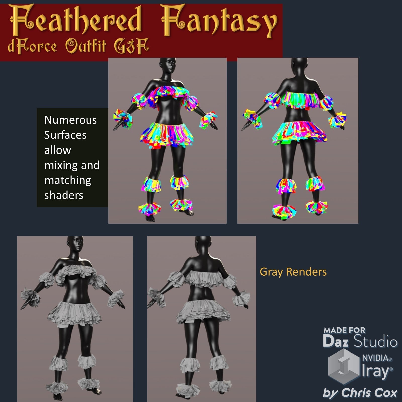 Feathered Fantasy Outfit for G8F | Daz 3D