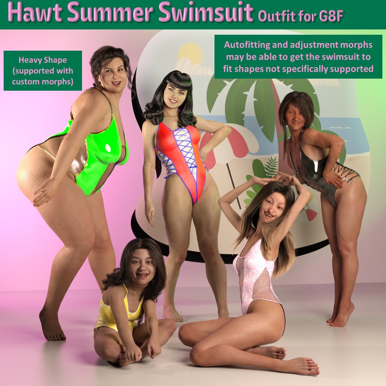 Hawt Summer Swimsuit for G8F | Daz 3D