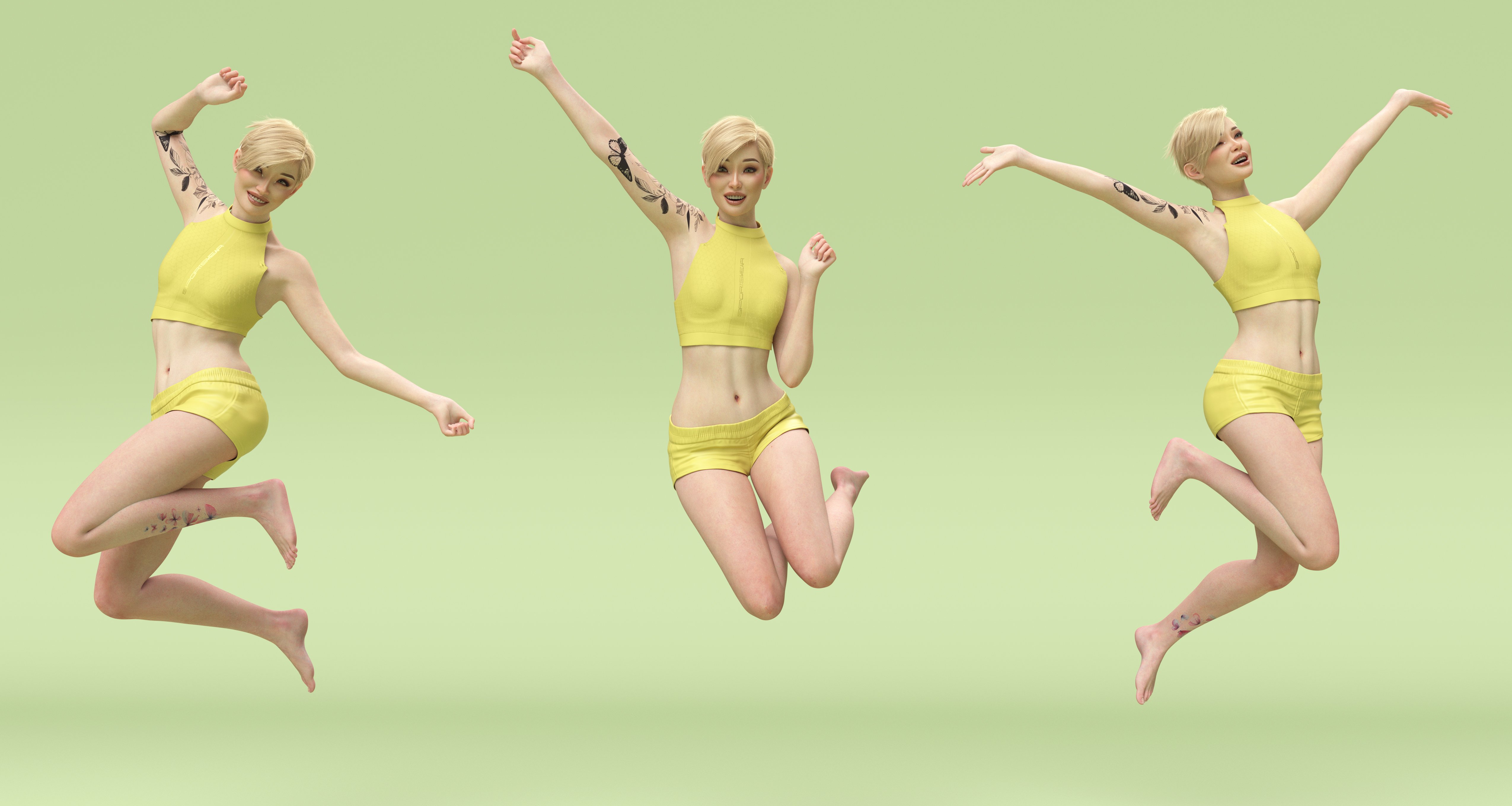 Joy Jump Poses for Genesis 9 and 8 Female ⋆ Freebies Daz 3D
