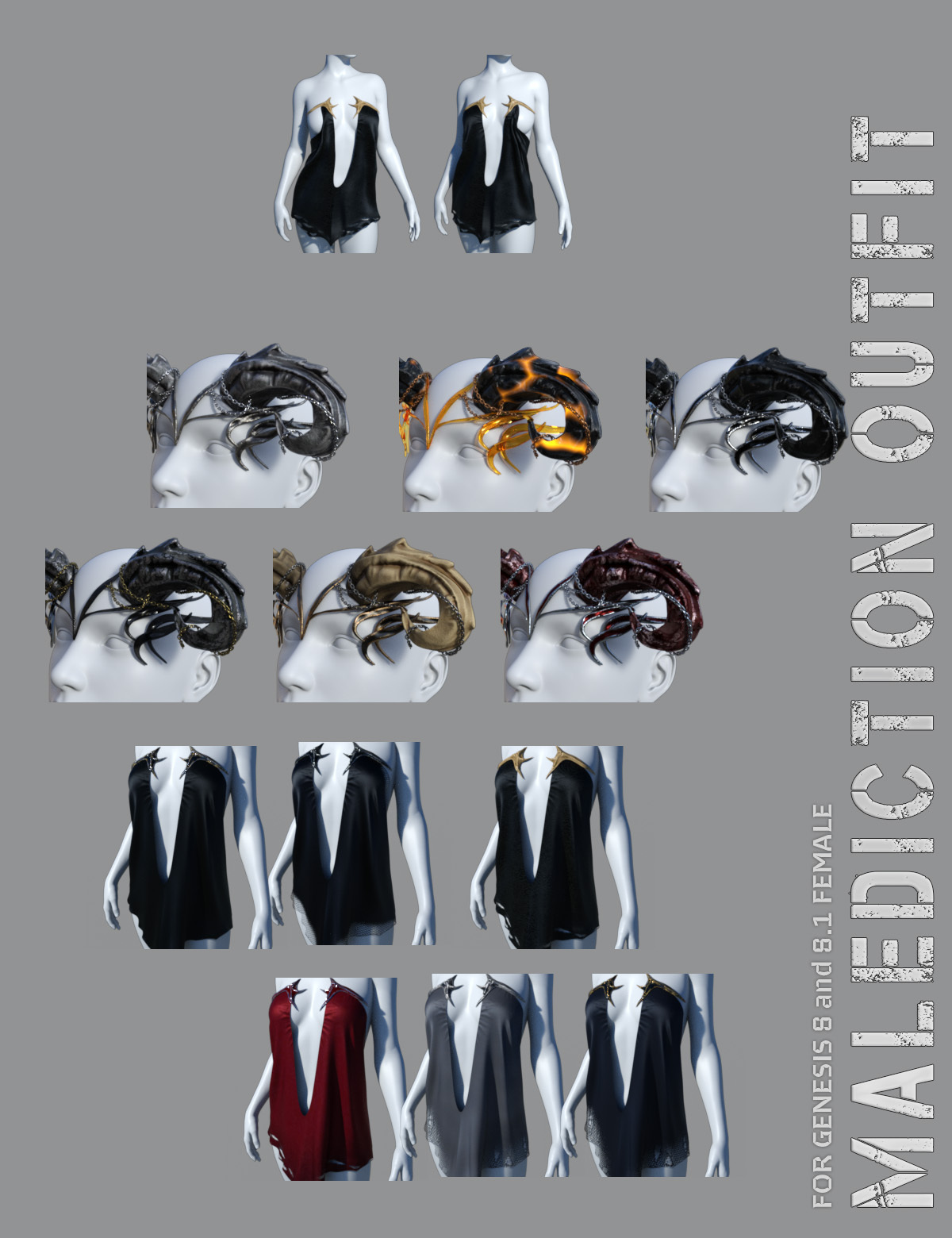 dForce Malediction Outfit for Genesis 8 and 8.1F | Daz 3D
