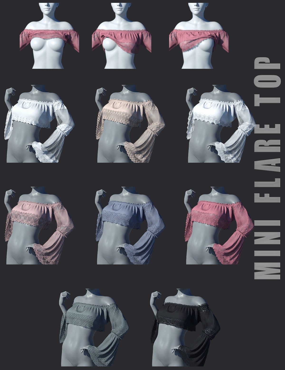 dForce Mini Flare Top Genesis 8-8.1F and G9 | Daz 3D